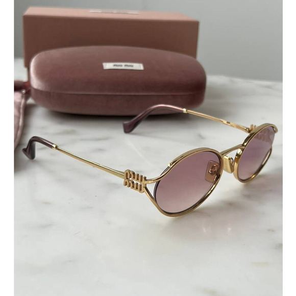 Miu Miu | Accessories | New Miu Miu Mu52ys Pink Gold Metal Sunglasses | Poshmark